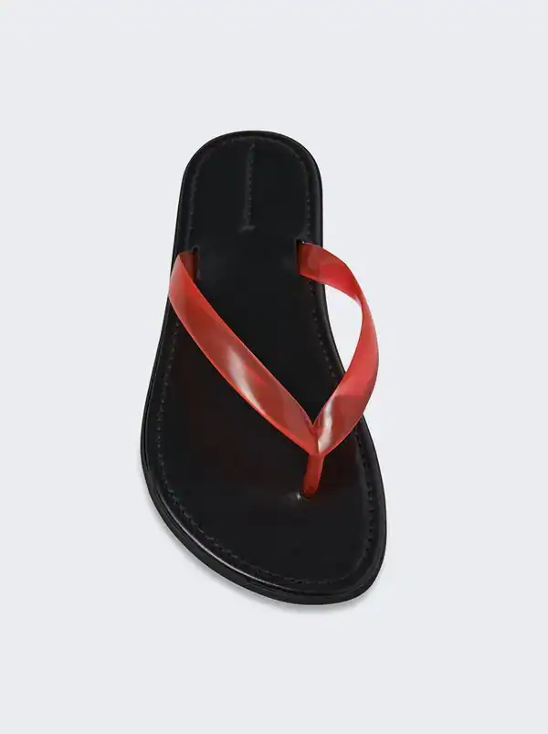 The Row Beach Flip Flop - Transparent Red | Editorialist